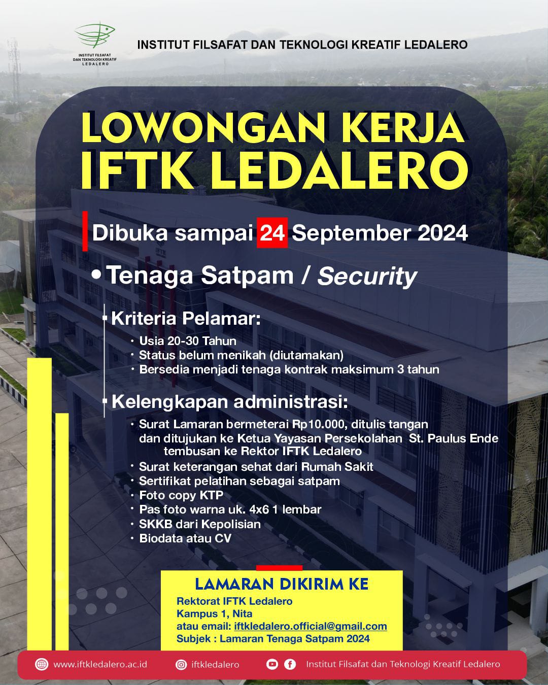 Pengumuman Lowongan Pekerjaan Sebagai SATPAM IFTK Ledalero « Ledalero ...